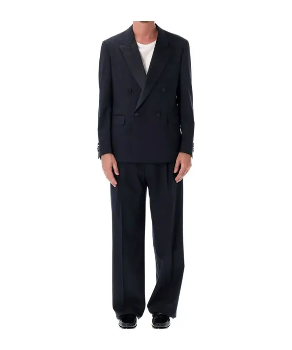 LARDINI Double-breasted Smoking Blazer - Black