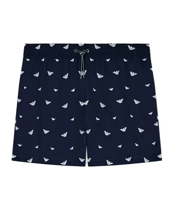 Emporio Armani Swim Shorts With Micro Eagle Embroidery - Blue