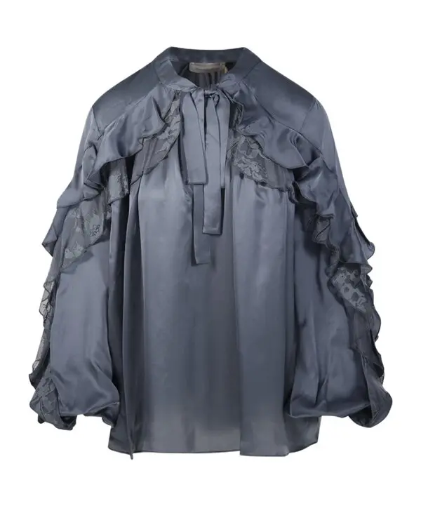 Zimmermann Ruffled Long-sleeve Top - Blue