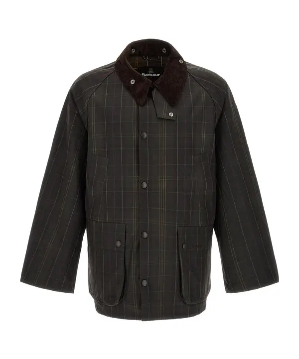 Barbour Waxed Cotton Plaid Casual Jacket
