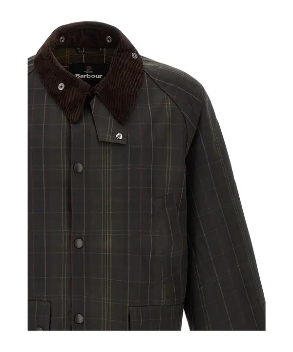 Barbour Waxed Cotton Plaid Casual Jacket