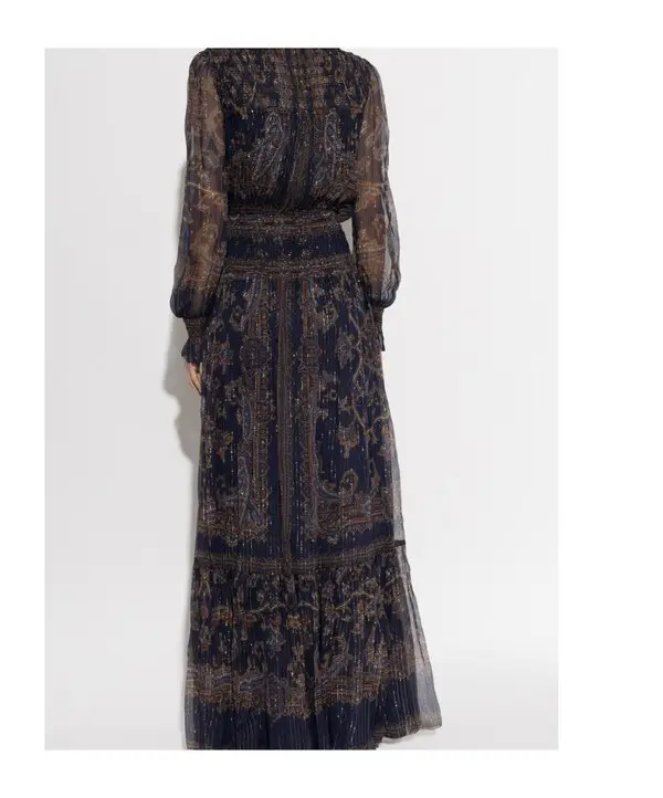 SELF-PORTRAIT Paisley Print Metallic Thread Maxi Dress