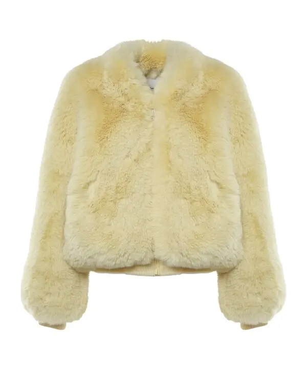 THE FRANKIE SHOP Butter Faux Fur Bomber Jacket - Red