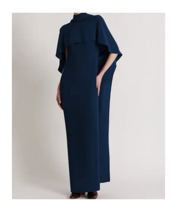 Alberta Ferretti Maxi Dress With Cape Detail And Back Bow