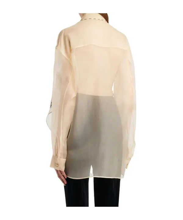 Khaite Goya Silk Organza Monkey Embroidered Shirt
