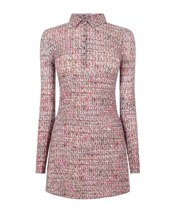 DIESEL® Collared Halfplacket Longsleeve Mini Dress - Pink