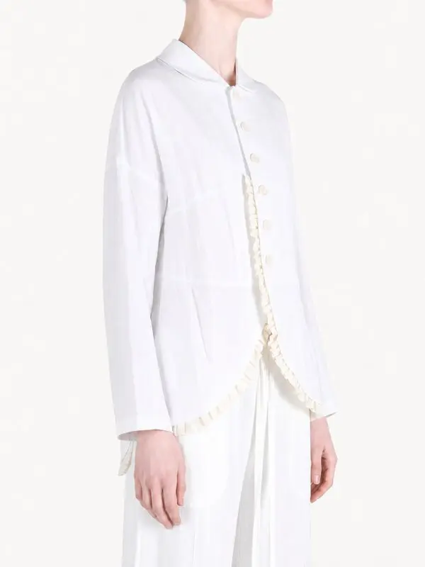 Comme Des Garçons Long-sleeved Jacket With Ruffled Trim