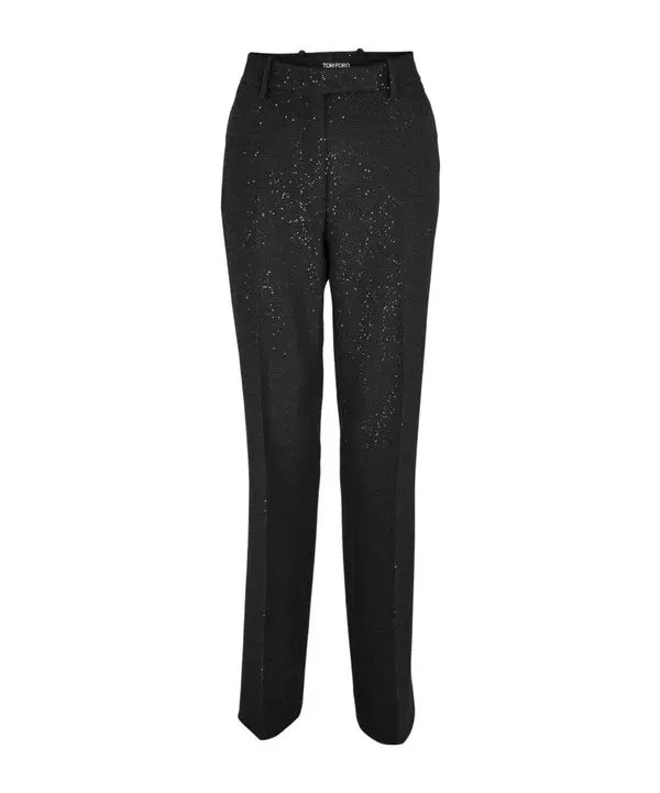 TOM FORD Shimmer Straight-leg Trousers - Black