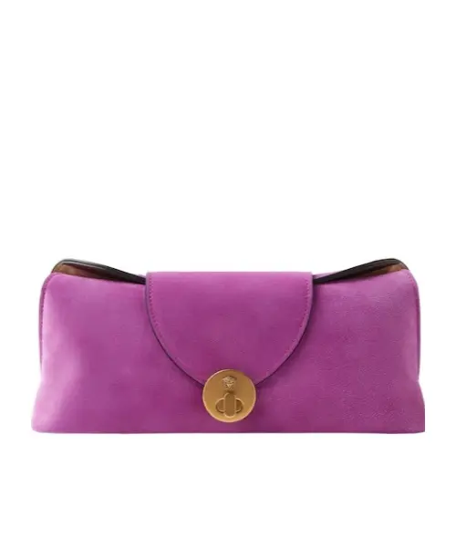 Versace Vivian Suede Clutch - Purple