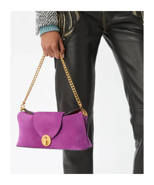 Versace Vivian Suede Clutch - Purple