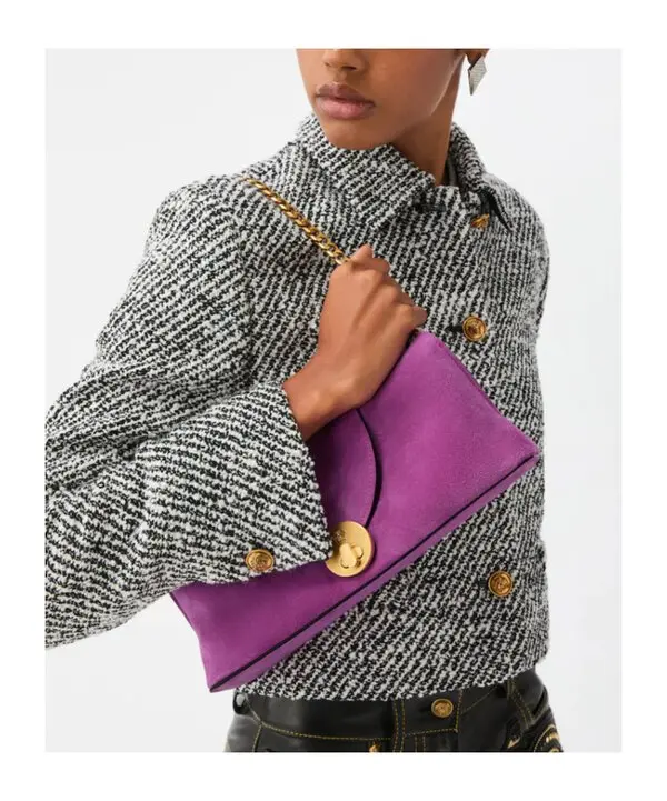 Versace Vivian Suede Clutch - Purple