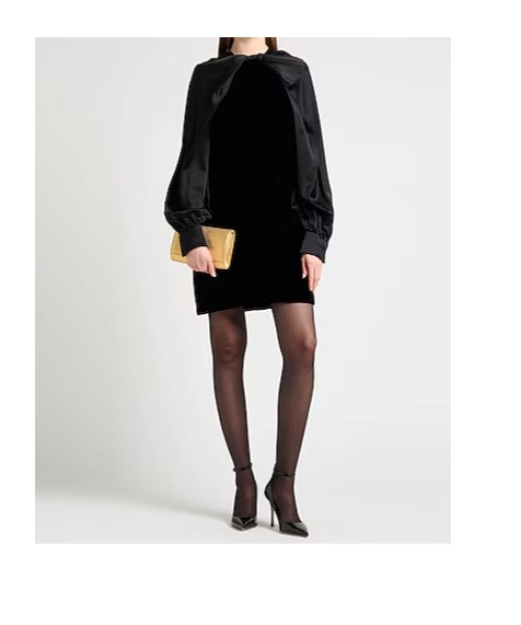 Max Mara Velvet And Satin Dress With Gathered Long Sleeves