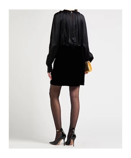 Max Mara Velvet And Satin Dress With Gathered Long Sleeves