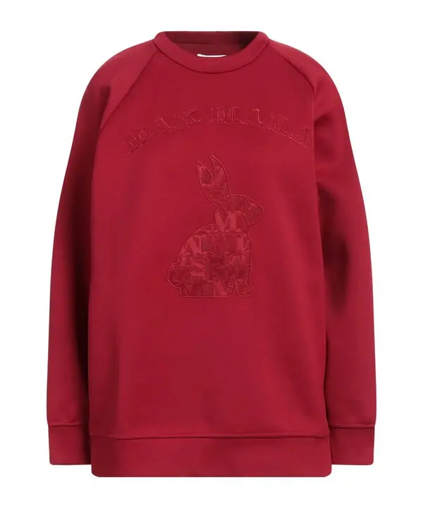 Sportmax Crewneck Long Sleeve Sweatshirt With Embroidered Logo - Red