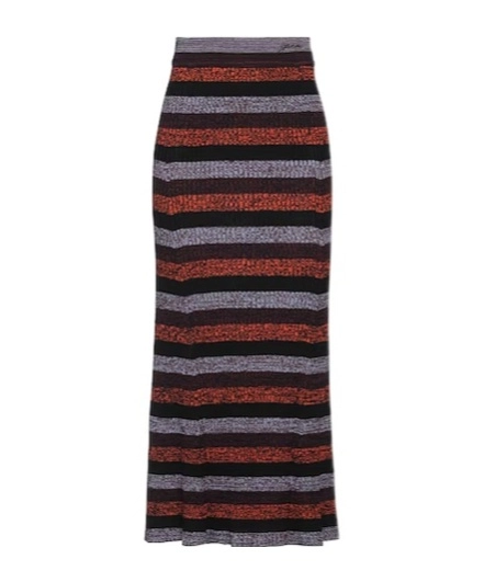 GANNI Striped Midi Skirt - Black