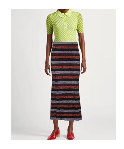 GANNI Striped Midi Skirt