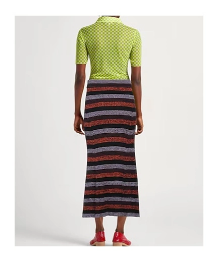 GANNI Striped Midi Skirt