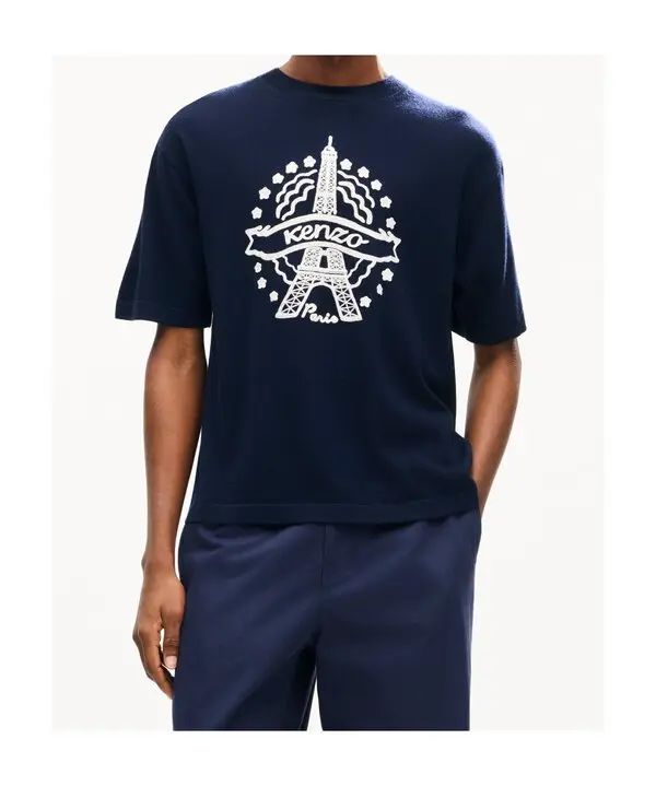 Kenzo Eiffel Tower Design' Embroidered T-shirt In Wool