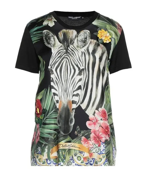 Dolce & Gabbana Zebra And Floral Print Short Sleeve T-shirt