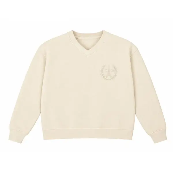 RAVE ON TREND Paris V-neck Sweatshirt - White