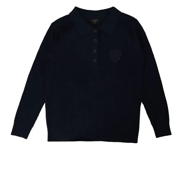 RAVE ON TREND Ribbed Knit Polo Shirt - Blue