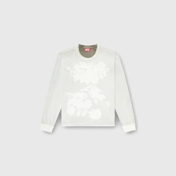 DIESEL® Long-sleeve T-shirt With Floral Print And Logo Patch