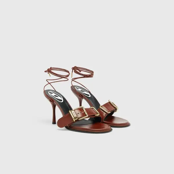 DIESEL® Leather Ankle Wrap Sandals - Brown
