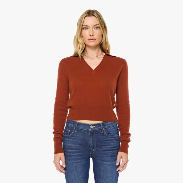 Eterne Cashmere Collared V-neck Sweater