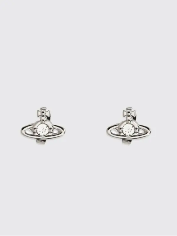 VIVIENNE WESTWOOD Orb Logo Crystal Stud Earrings In Metal - Grey