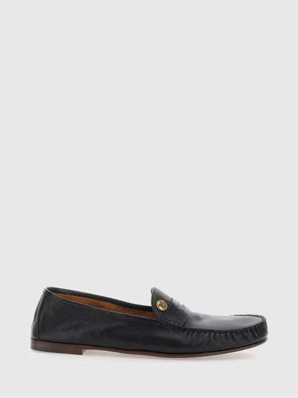 Versace Leather Loafers With Medusa Embellishment - Black