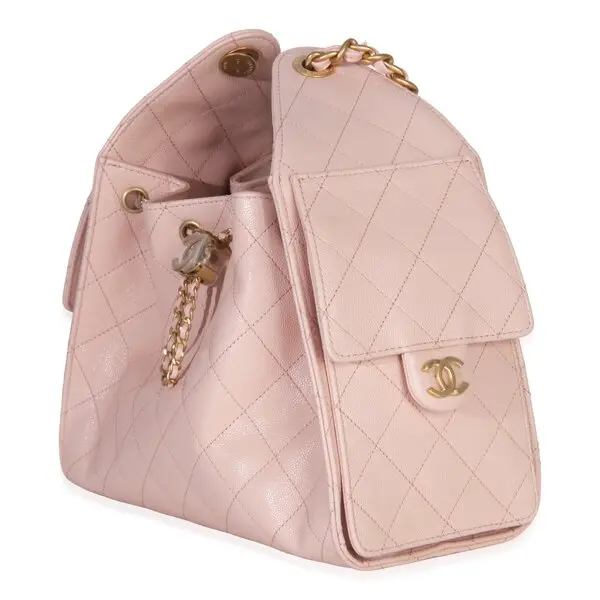 Chanel Quilted Caviar Hobo Handbag - Pink