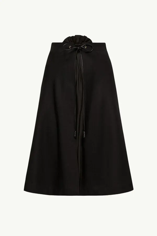 Moncler Wool Gabardine Midi Skirt - Black