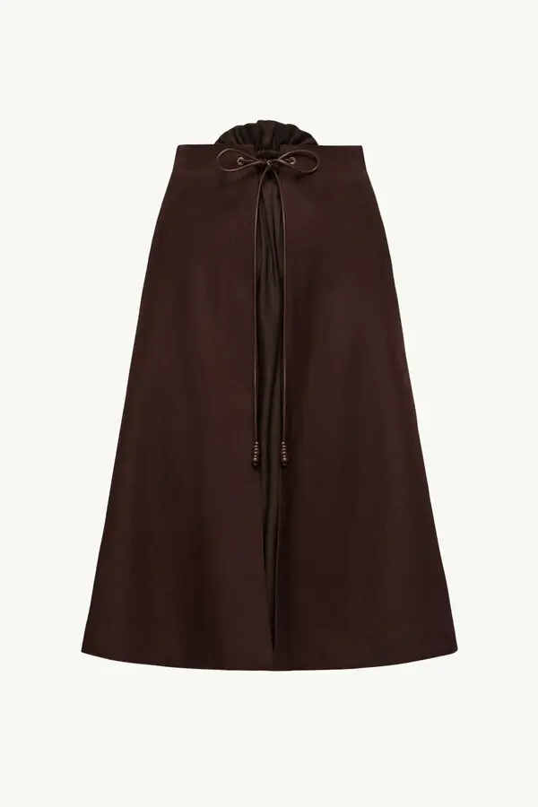 Moncler Wool Gabardine Midi Skirt - Brown