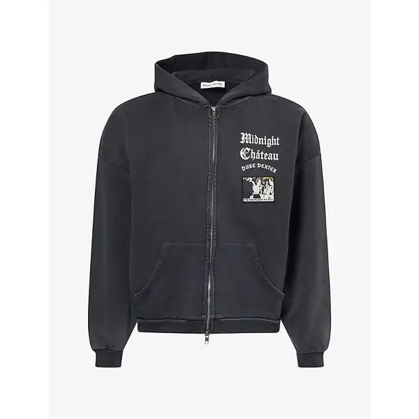 DUKE + DEXTER Mc Washed Printed Cotton Hoody - Black