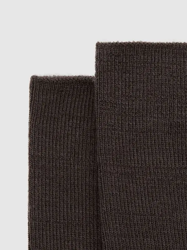 REISS Charlie Wool-cotton Fine-rib Socks - Chocolate
