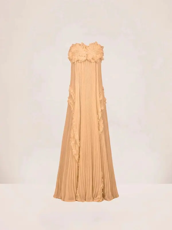 Alexis Odette Strapless Floral Appliqué Gown - Aureline