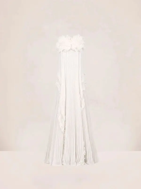 Alexis Odette Strapless Floral Appliqué Gown - Ivory