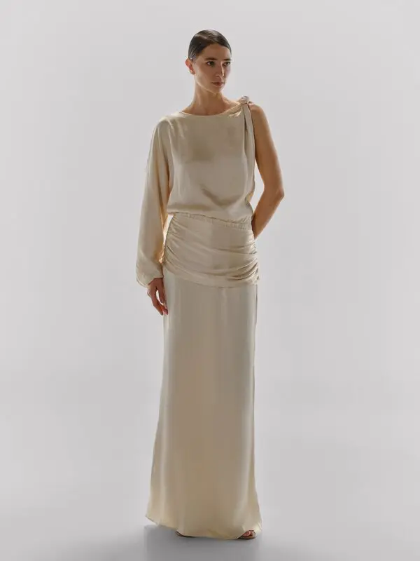 BAOBAB Cosmic Maxi Dress With Draped Neckline And Ruched Waist