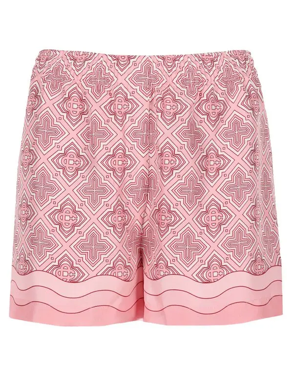 Casablanca Silk Shorts With Monogram Print - Multicolour