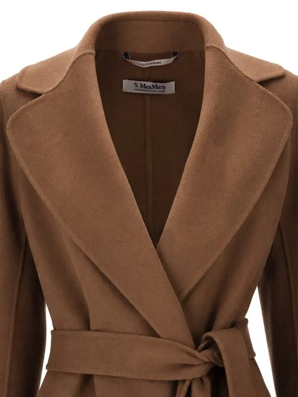 Max Mara Draped Wool Wrap Coat - Beige