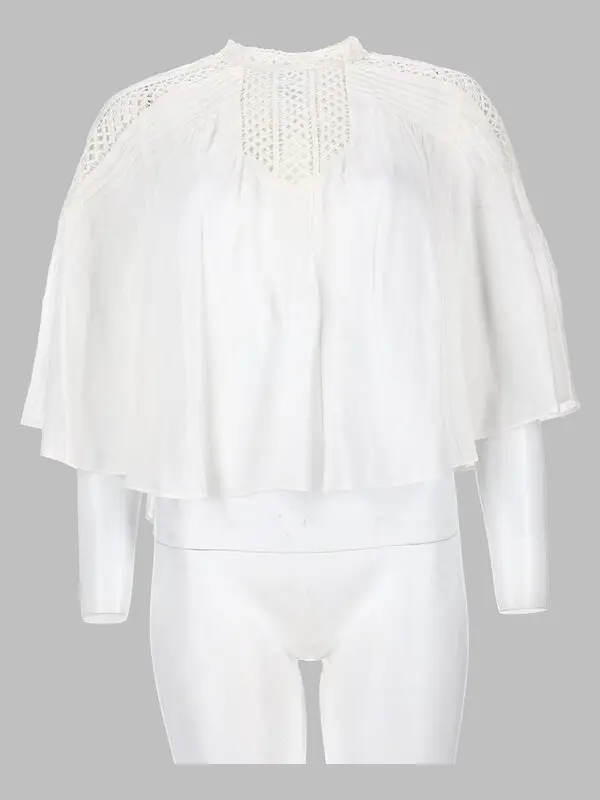 MARANT ETOILE Embroidered Linen Blend Blouse - White