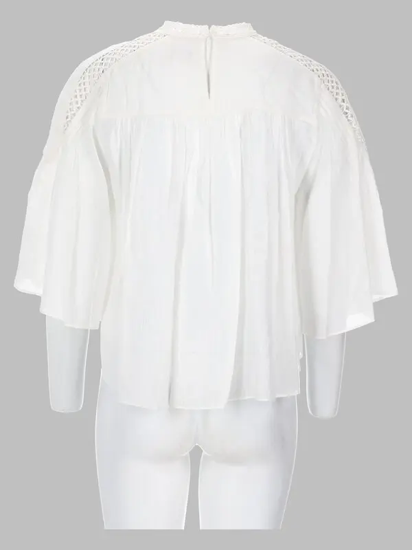 MARANT ETOILE Embroidered Linen Blend Blouse - White