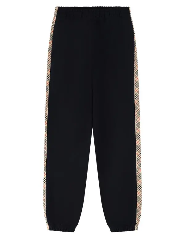 Burberry Pantalone Da Jogging In Cotone Con Finiture Check - Blue
