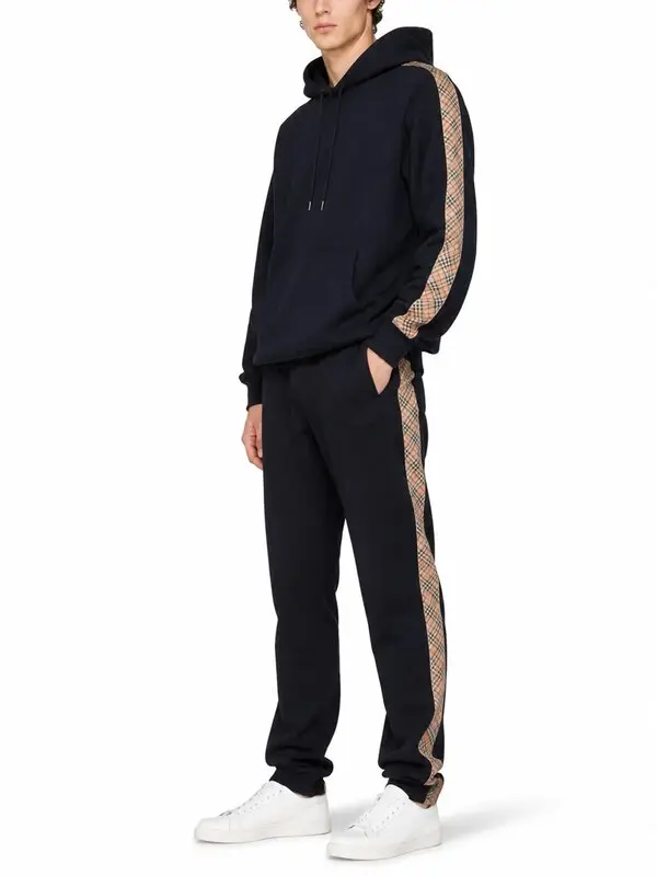 Burberry Felpa In Cotone Con Cappuccio, Cerniera E Finiture Check