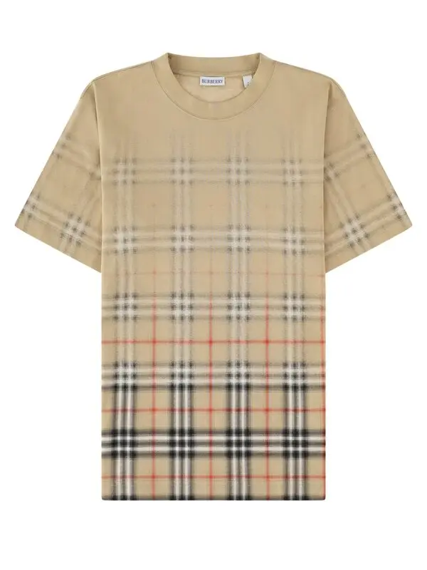 Burberry T-shirt Con Stampa Check - Beige