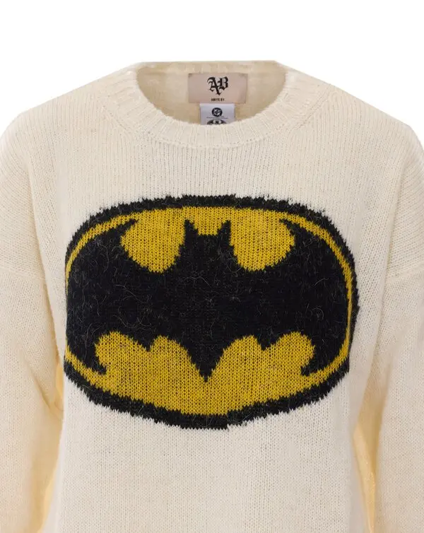 ANIYE BY Batman Motif Crewneck Drop Shoulder Knit Sweater