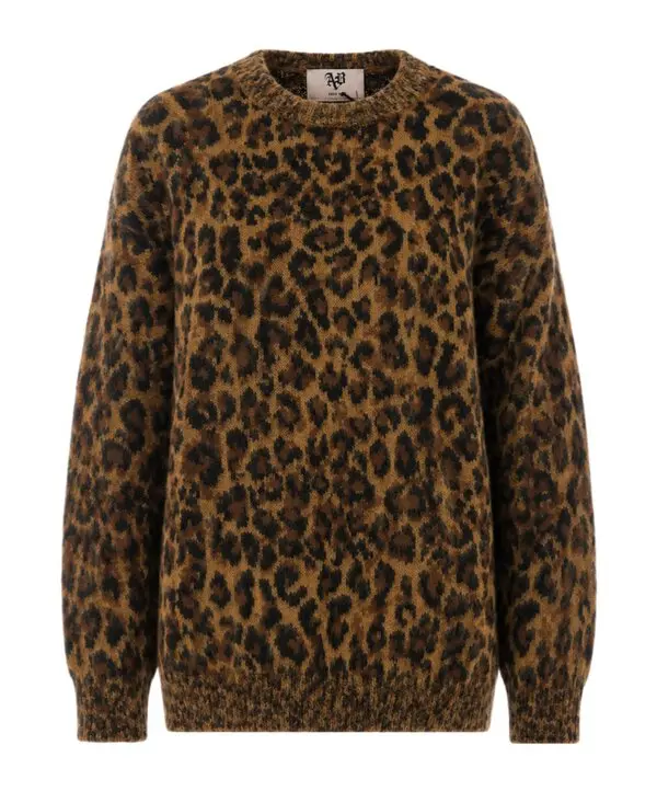 ANIYE BY Leopardprint Crewneck Relaxed Knit Sweater