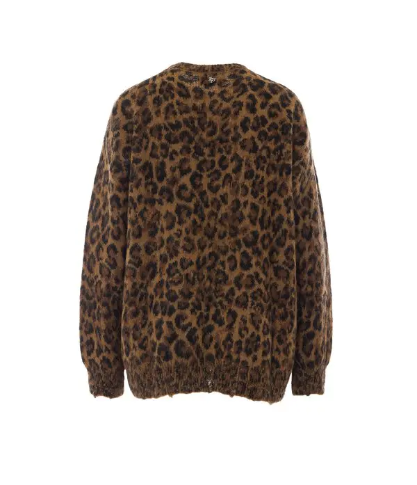 ANIYE BY Leopardprint Crewneck Relaxed Knit Sweater
