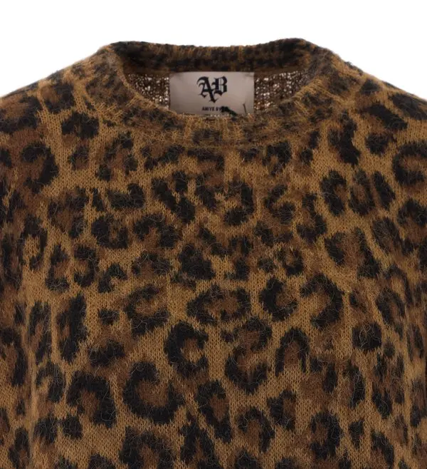 ANIYE BY Leopardprint Crewneck Relaxed Knit Sweater