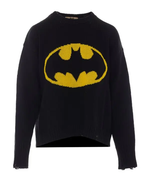 ANIYE BY Batman Motif Crewneck Dropshoulder Knit Sweater
